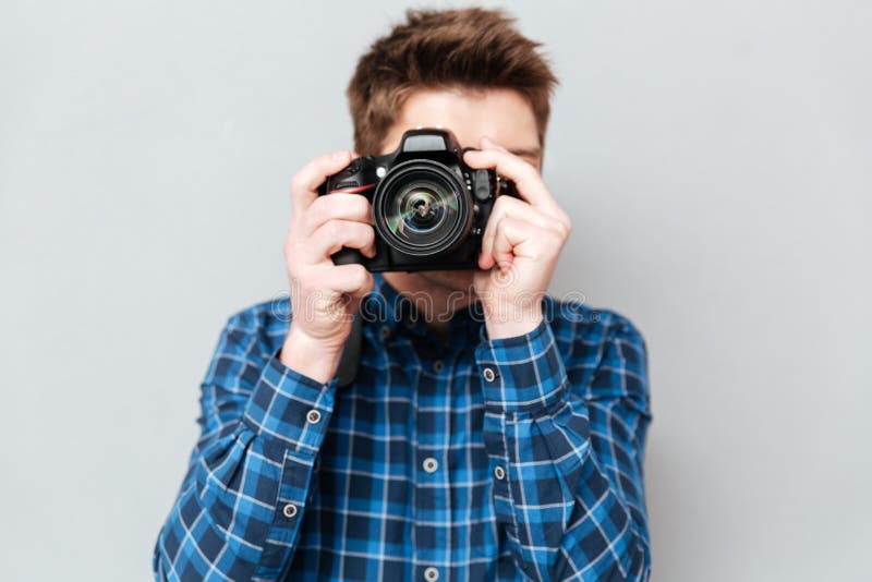 Close Up of Camera in Man& X27;s Hands Stock Image - Image of ...