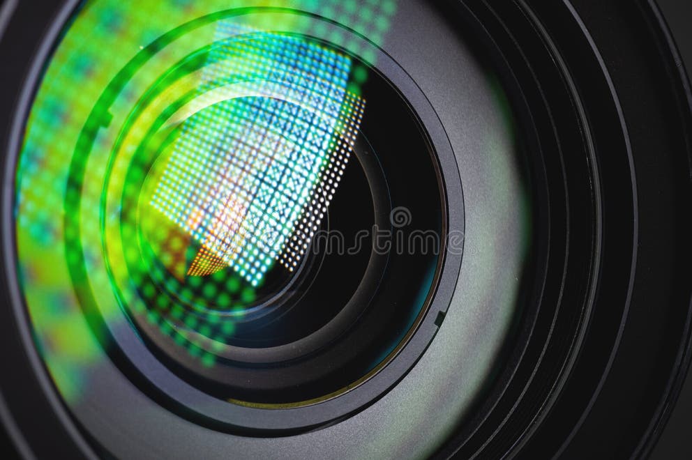 Close-up of a Camera Mirror Lens Front Lens with Aperture and ...