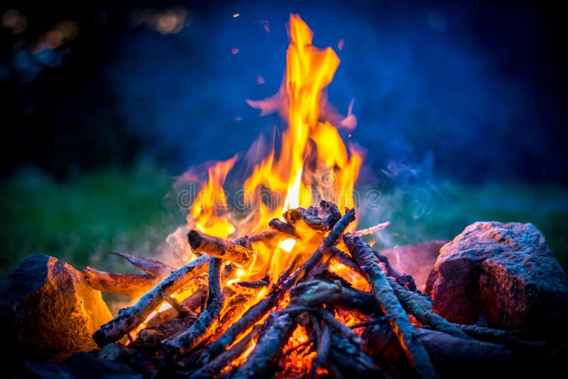 Close-up on a Campfire with Stones Stock Photo - Image of shelter ...