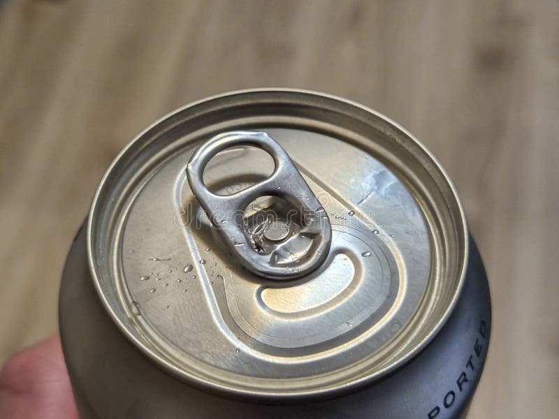 Close-up of a Can Top with a Pull Tab, Displaying Droplets of ...