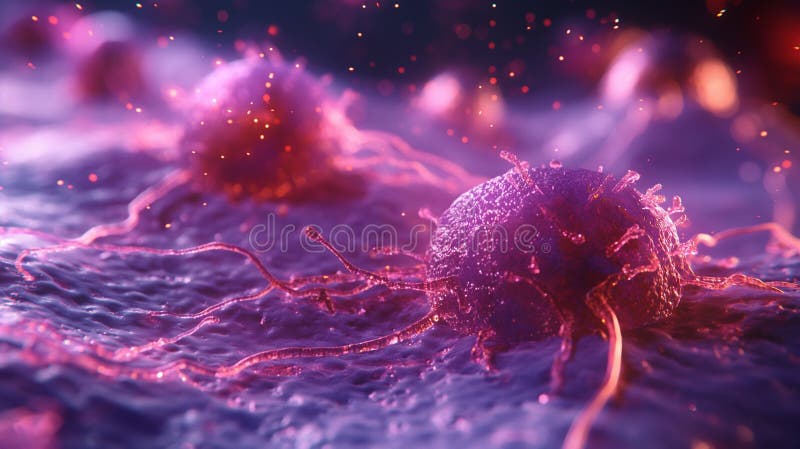 Close Up of a Cancer Cell Under a Microscope Stock Photo - Image of ...
