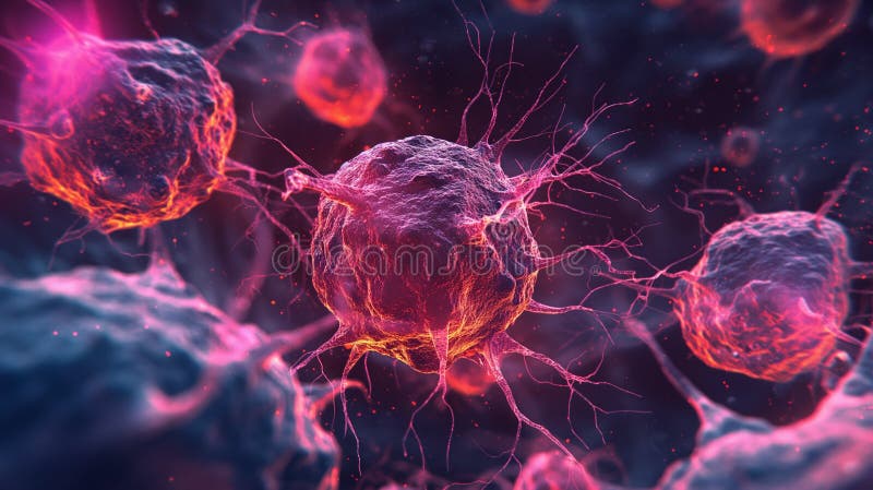 Close Up of a Cancer Cell Under a Microscope Stock Photo - Image of ...