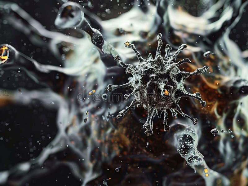 A Close Up of a Cancer Cell with Water Droplets Stock Photo - Image of ...