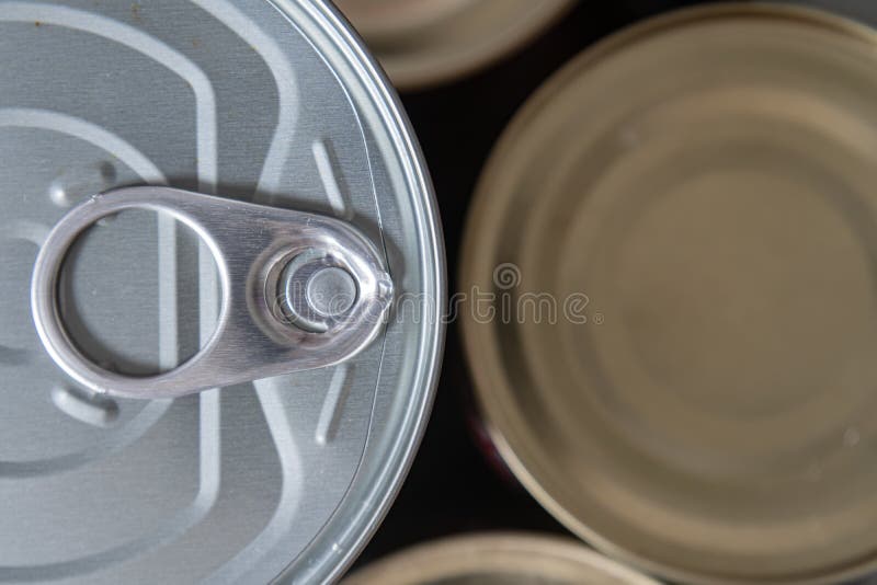 Close-up Canned Food Background. Tin Can Packaging Stock Image - Image ...