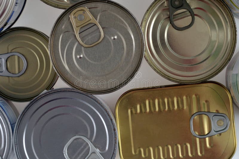 Tin Cans of Different Sizes Viewed from Above Stock Image - Image of ...