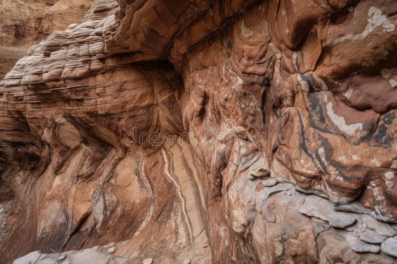 Close-up of a Canyon Wall with Intricate Geological Patterns and ...