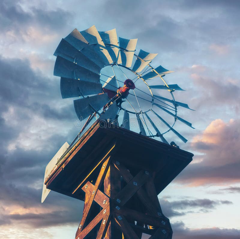 Close-up of the Cap of an Old Windmill during Sunset Stock Illustration ...