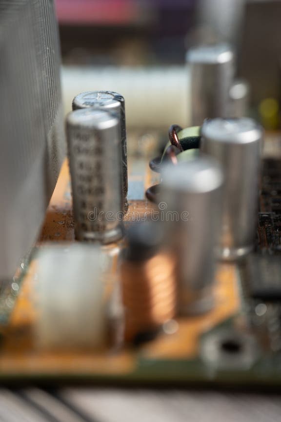 Close-up of a Capacitor in One Motherboard Stock Image - Image of ...