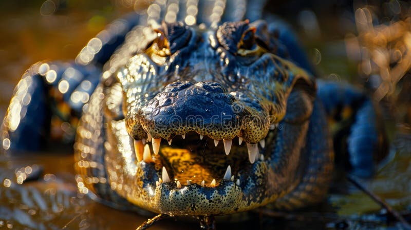 Close Up Capture of Alligator S Formidable Features Showcasing Ancient Power in Realistic Detail ...