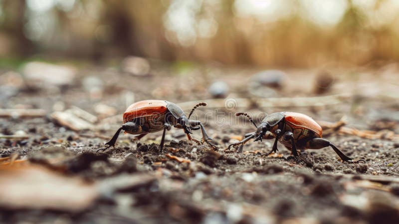 Close-Up Capture of Two Weevils in Natural Habitat Stock Image - Image ...