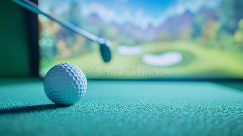This Close-up Captures the Essence of Indoor Screen Golf, Showing a ...
