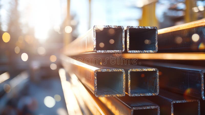 Iron Beam Stack Construction Site Detail with Realistic Lighting and ...