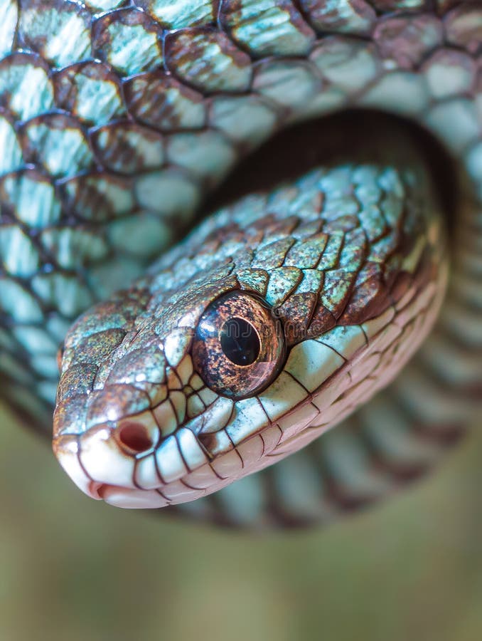 Unique Close-up View of a Green Tree Python Showcasing Vibrant Scales ...