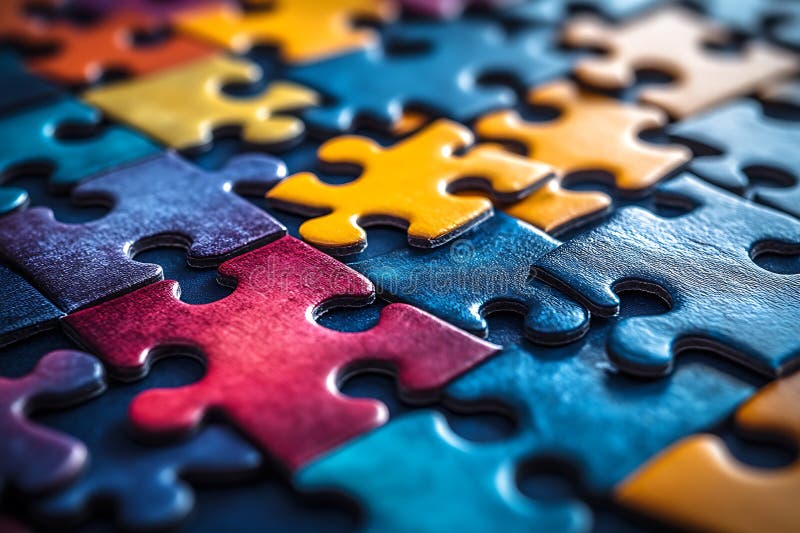 Colorful Jigsaw Puzzle Pieces Macro, Blue, Yellow, Red Puzzle ...