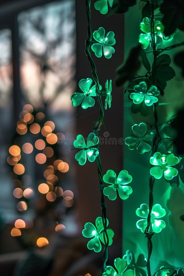 Glowing Shamrocks Create a Festive Atmosphere with Soft, Blurred Lights ...