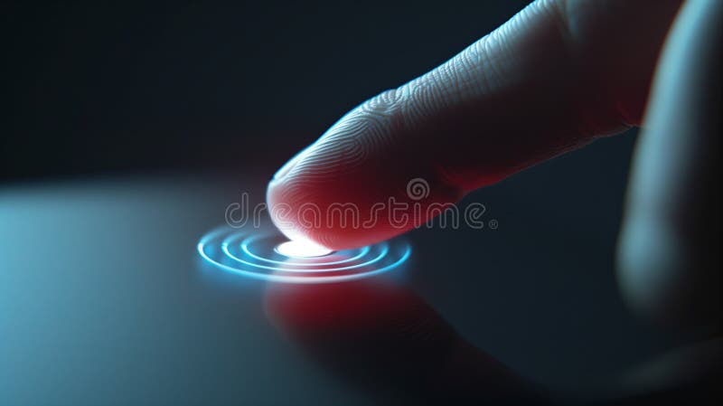 A Close Up Capturing the Moment a Human Finger Touches a Biometric ...