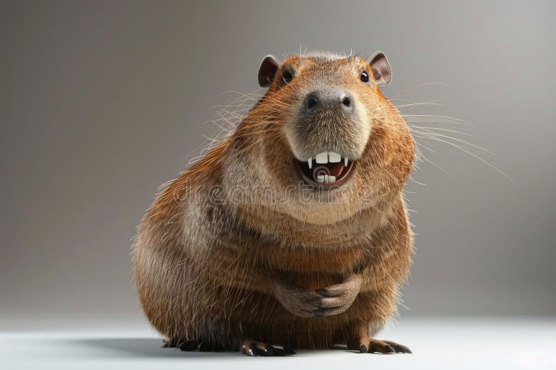 Close-Up Capybara with Visible Teeth and Whiskers Stock Image - Image ...
