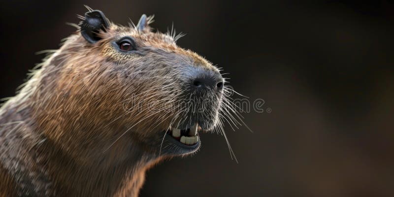 Close-Up Capybara with Visible Teeth and Whiskers Stock Photo - Image ...