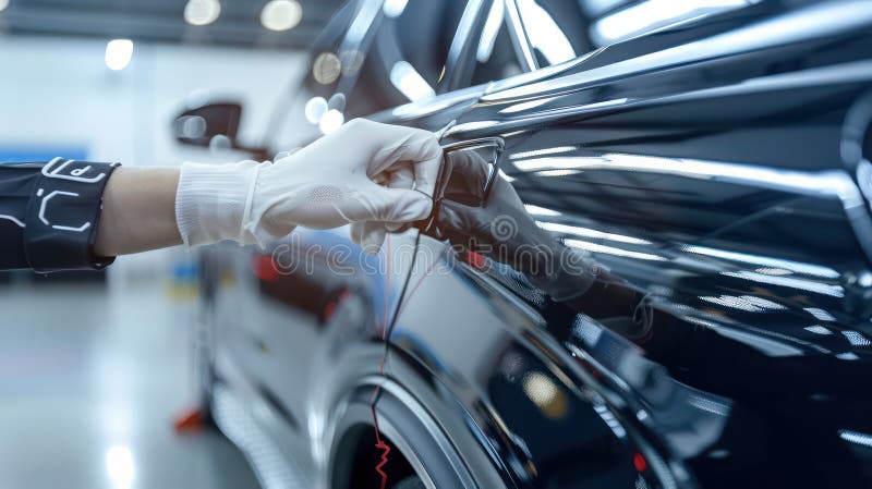 A Close-up of a Car Ad Decal Being Stock Illustration - Illustration of ...