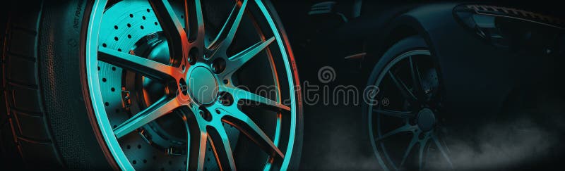 Close Up Car Alloy Wheel. Side Black Car Background Stock Photo - Image ...