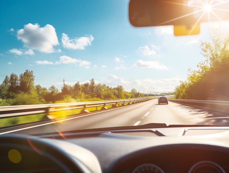 Close Up of Car on the Asphalt Road, Car Driving on the Highway Stock ...