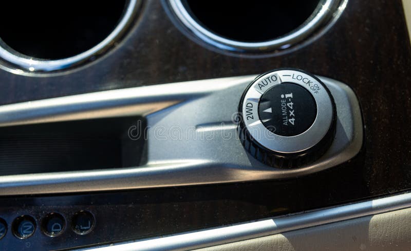 Close Up Car Automatic Transmission. Gear Shift in New Electric Car ...
