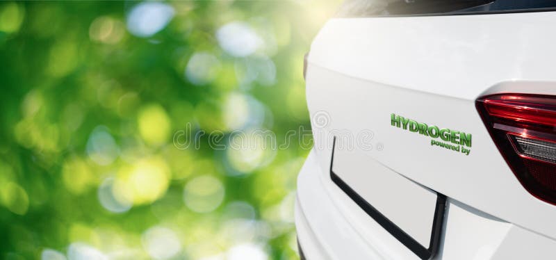 Close Up of Car Back with a Label Powered by Hydrogen Stock ...