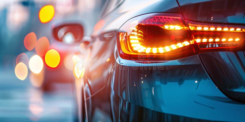 Close Up of Car Back Lights, Copy Space Stock Illustration ...