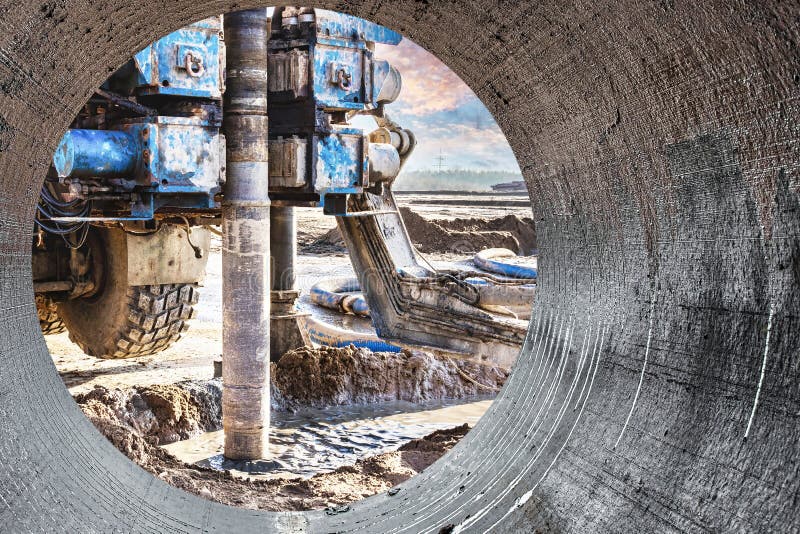 Close-up of a Car-based Drilling Rig at a Construction Site. Drilling ...