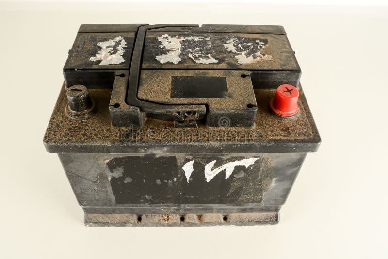 Rusty Old Car Battery Isolated on White Stock Image - Image of ampere ...