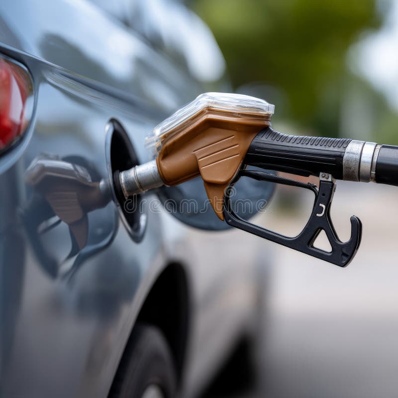 Close-up of Car Being Refueled at a Gas Station, Fuel Nozzle Inserted Stock Image - Image of ...