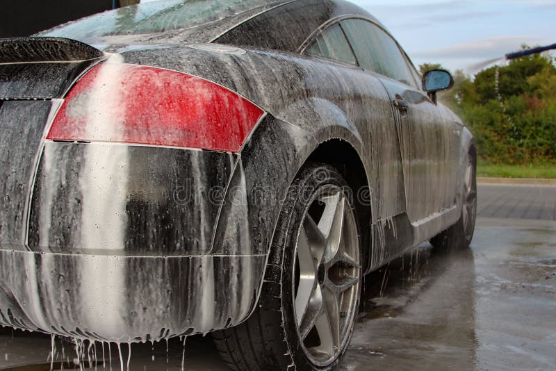 Close Up of a Car Being Washed Stock Image - Image of drive, side ...