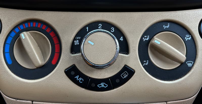 Close-up of a Car Climate Control Panel, Showing Temperature Adjustment ...