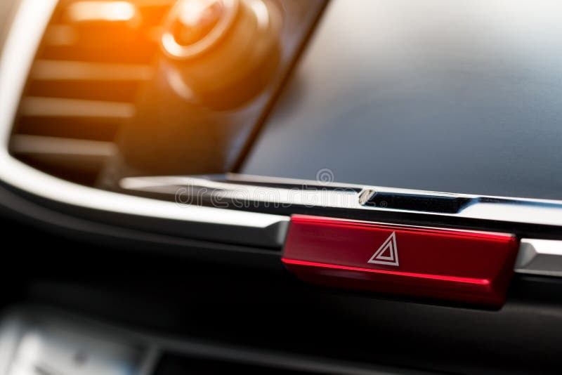 Close-up of Car Dashboard, Hazard Flasher Switch or Emergency Light ...