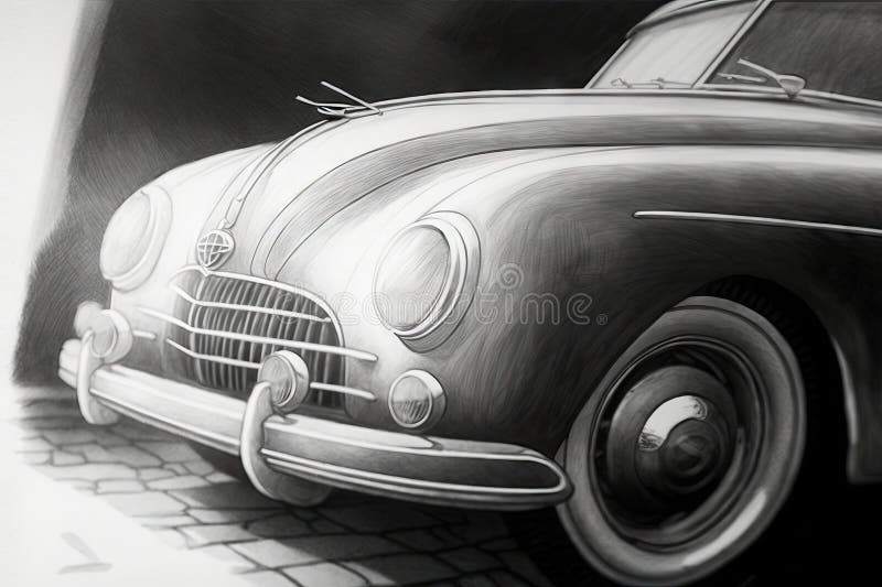 Close-up of Car Design Pencil Sketch, with Details and Textures Visible ...