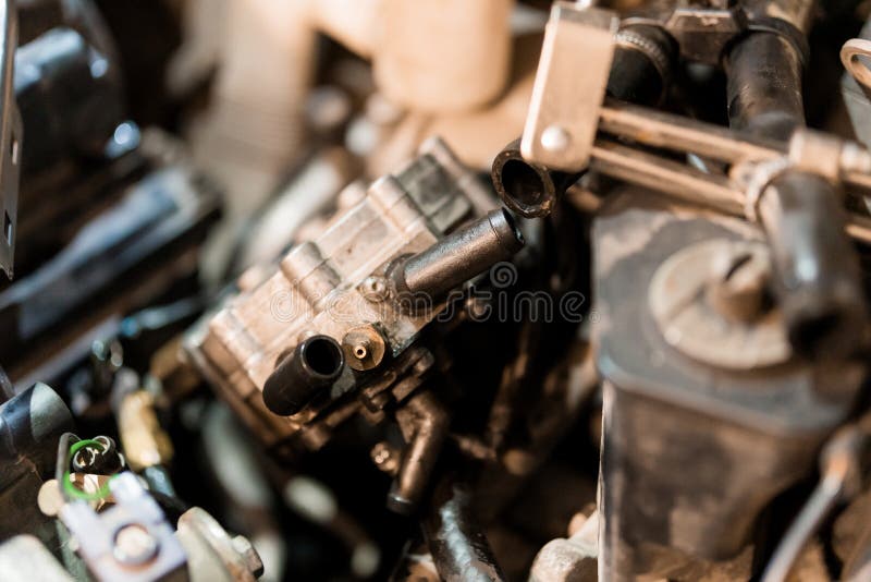 Close-up of Car Engine Components with Focus on Valve and Pipes Stock ...