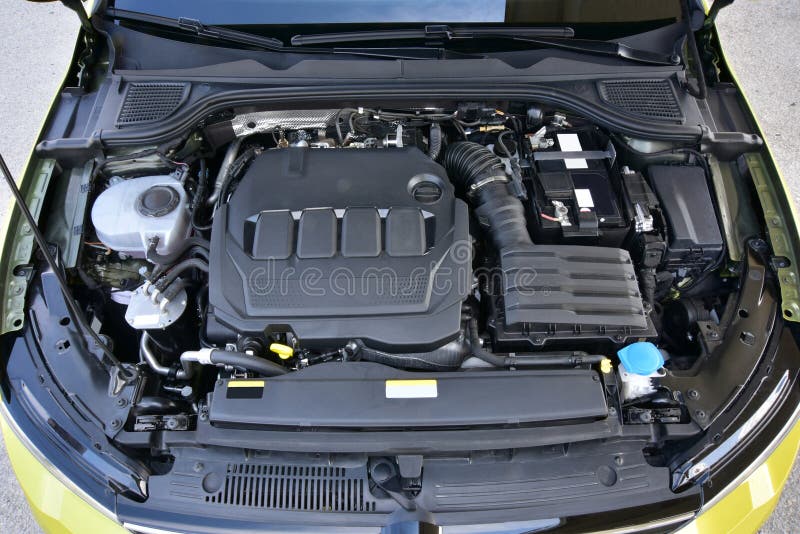 Engine in a passenger car stock photo. Image of service - 311945784