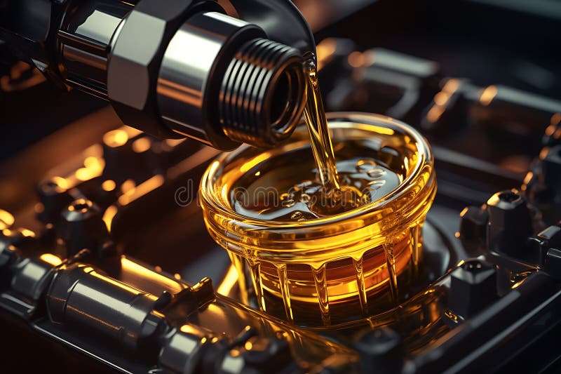 Close Up of a Car Engine. Engine Oil Pouring into a Car Engine Stock ...