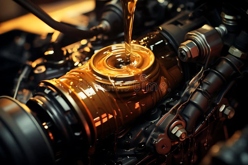 Close Up of a Car Engine. Engine Oil Pouring into a Car Engine Stock ...