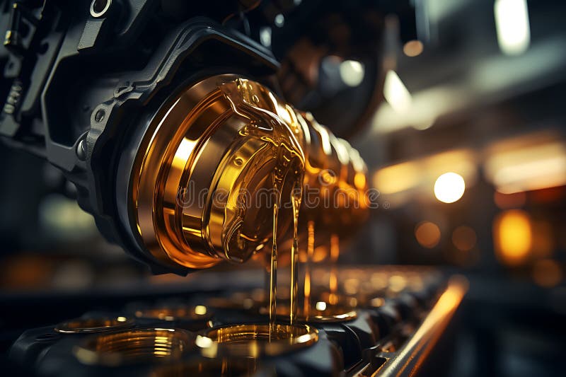 Close Up of a Car Engine. Engine Oil Pouring into a Car Engine Stock ...