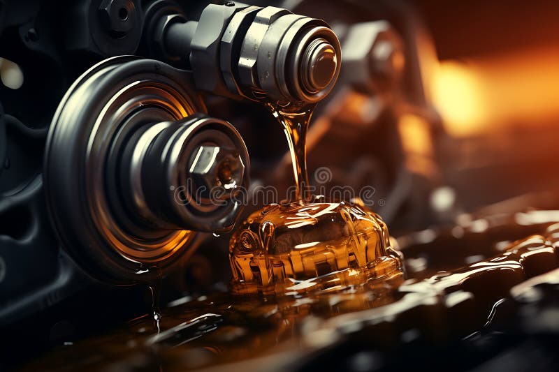 Close Up of a Car Engine. Engine Oil Pouring into a Car Engine Stock ...