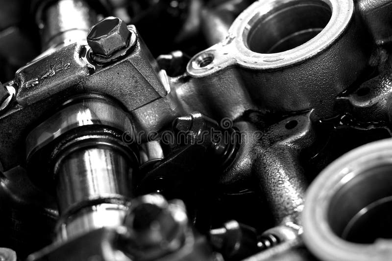 Close Up of Car Engine Part Stock Image - Image of monochrome, concept ...
