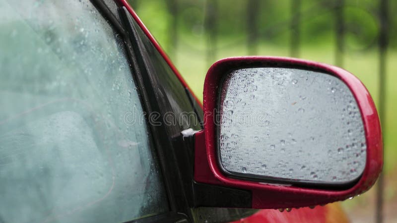 Close-up, on the Car Glass Windows Rain Drops Drip Down a Multitude of ...
