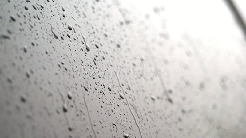 Close-up, on the Car Glass Windows Rain Drops Drip Down a Multitude of ...