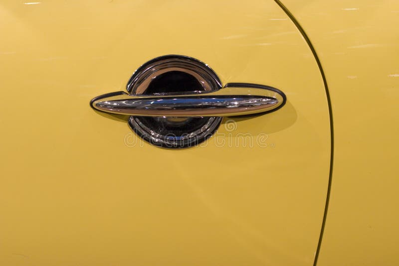 The Close Up of Car Handle with Central Key Lock Stock Photo - Image of ...