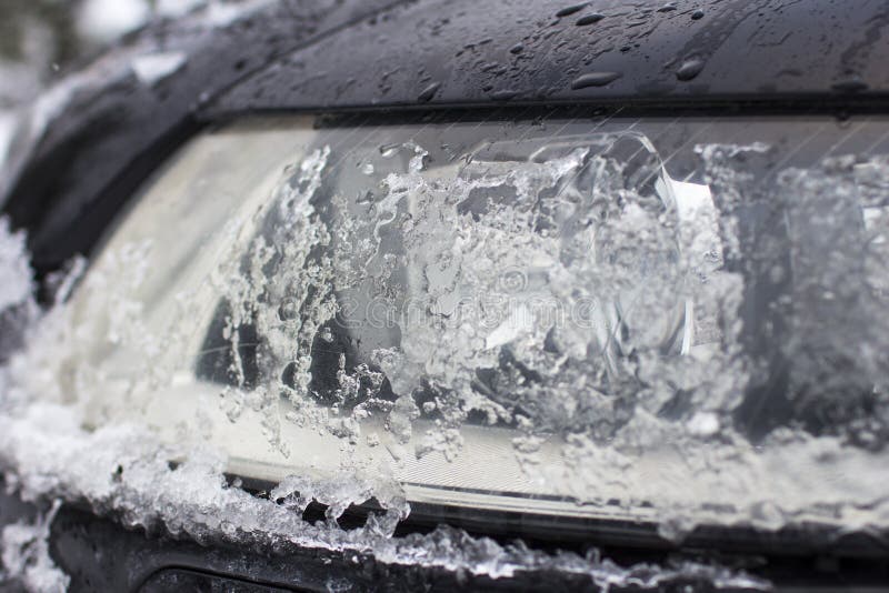 Close-up Car Head Covered with Ice from the Cold Stock Photo - Image of ...