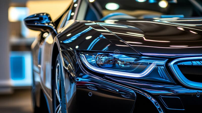 A Close-up of a Car Headlight with Dramatic Lighting Stock Image ...