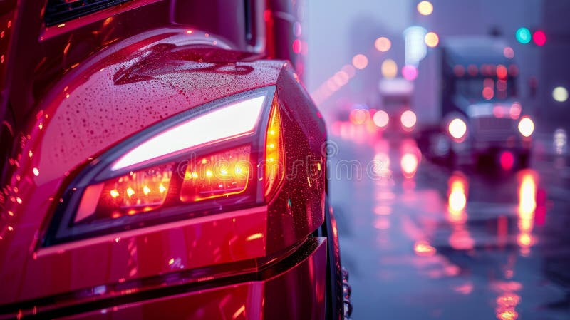 Close-up of Car Headlight at Night with City Lights Stock Image - Image ...