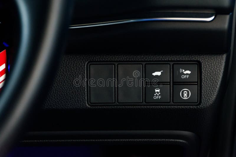 Close Up of the Car Interior Control Panel Buttons. Function Control ...