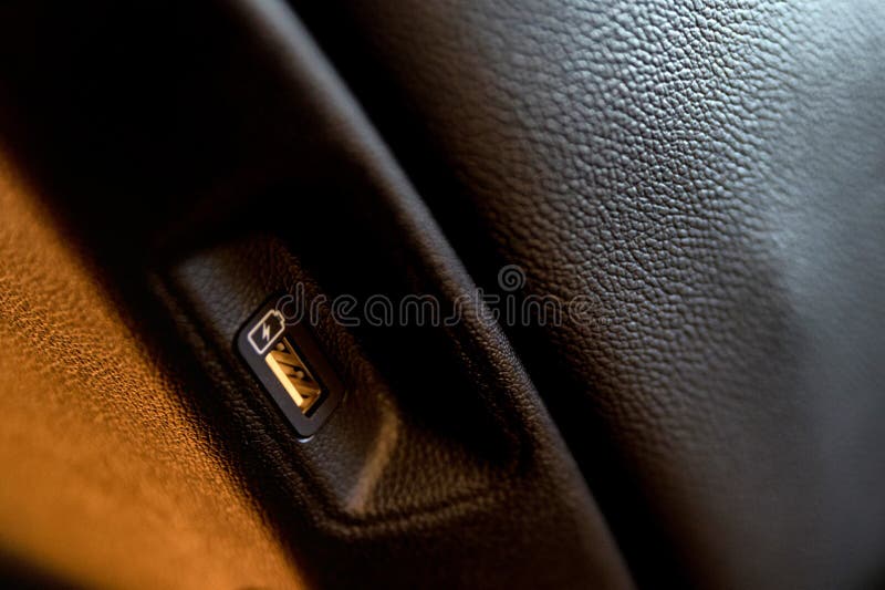 Close Up of Car Interior Usb Charging Cable Connection Stock Image ...